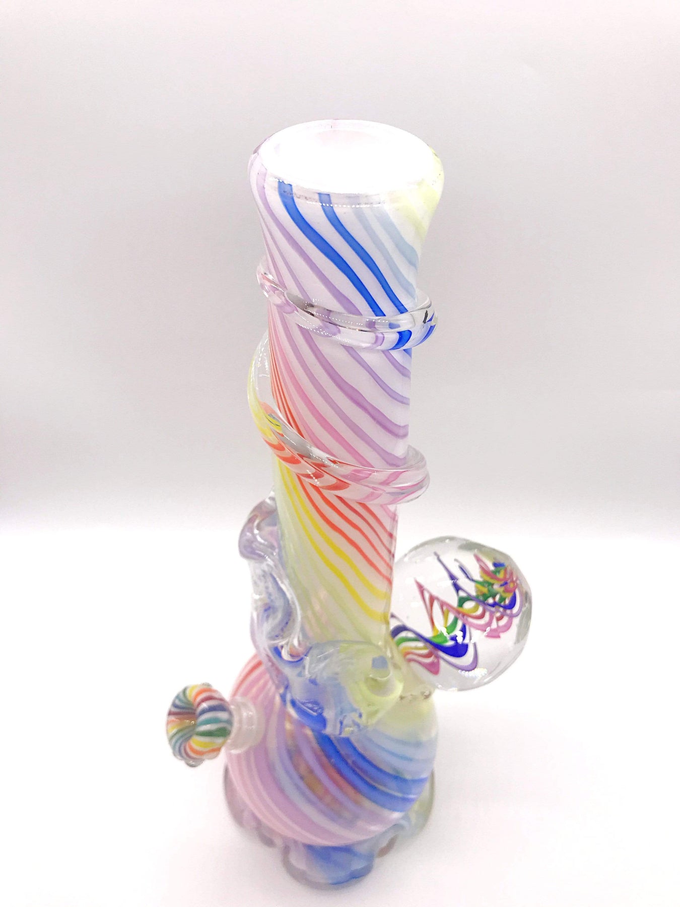 Noble Glass Rainbow Cane American Soft Glass Water Pipe – Smoke Station